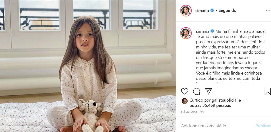 Simaria mostra foto rara da filha, Giovanna, e declara seu amor