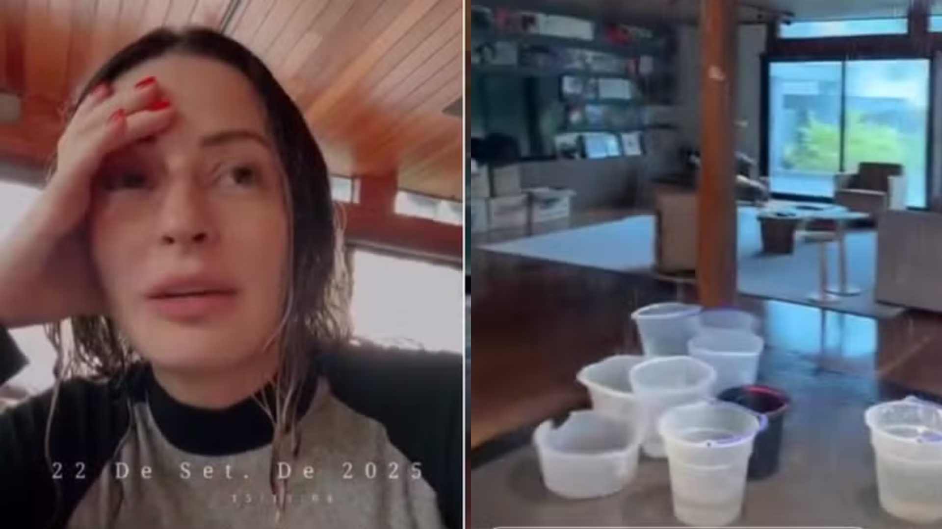 Influenciadora se desespera ao ter casa invadida por chuva em SP